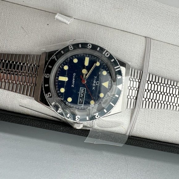 Timex | Accessories | Timex Q Timex Reissue 38mm Blue Dial Stainless ...